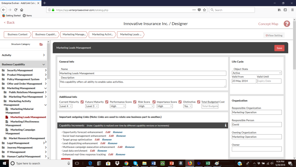 Tree View - Enterprise Evolver-An App to Map the Whole Enterprise